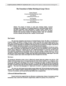 EdMedia 2015: The Transition to Online Marking in Large Classes - Crowdmark