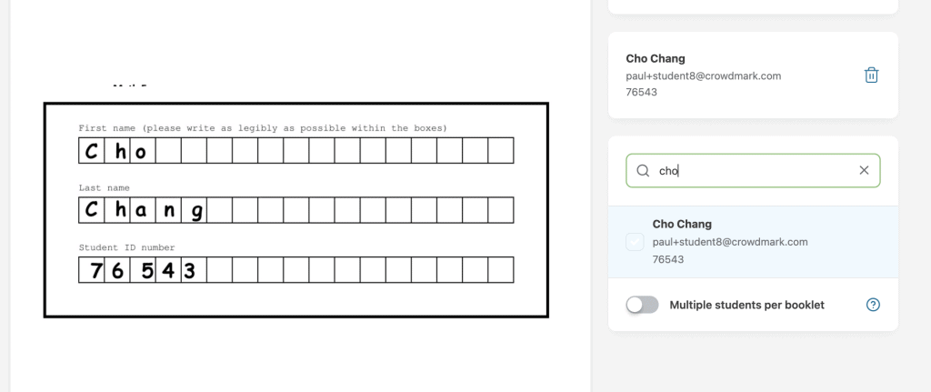 Matching booklets to students | Crowdmark