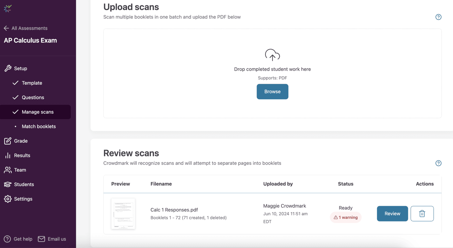 Ready to grade assessments - Crowdmark